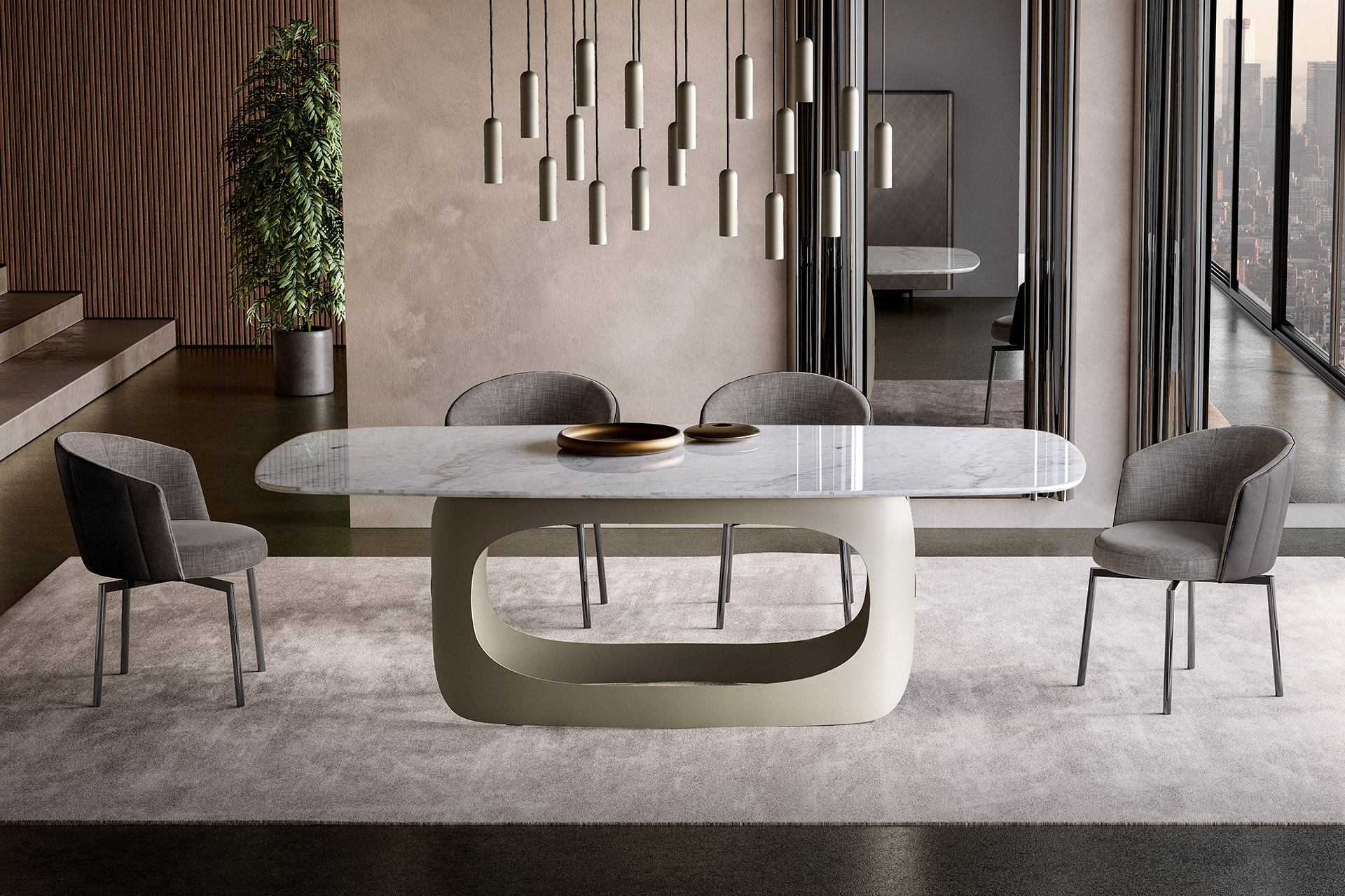 Polifemo Design Table with Marble top | Eforma